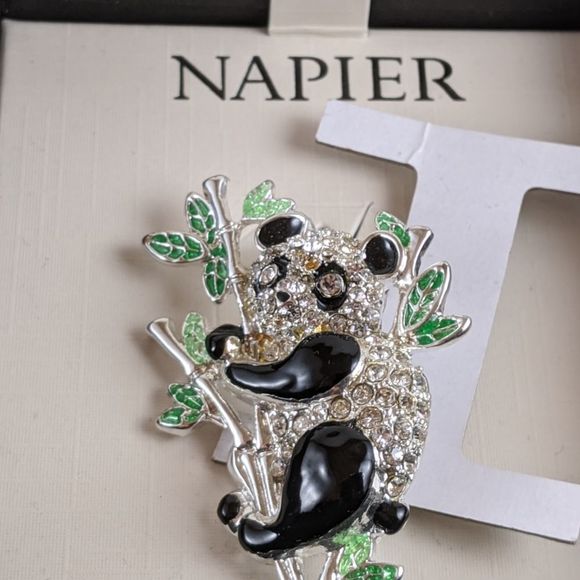 Napier | Jewelry | Napiercrystalpanda Bear Bamboo Tree Brooch Nib ...